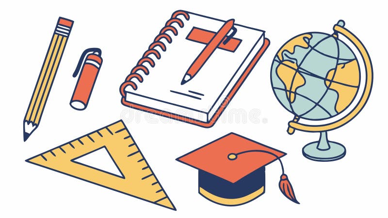 Essential School Supplies Learning Tools for Students, Vector Design ...