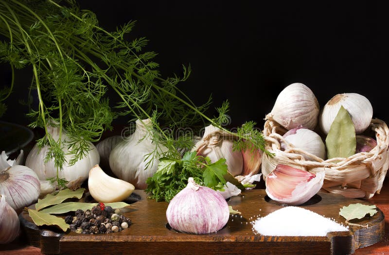 Essential Spices for Cooking on a Board Stock Photo - Image of salt ...