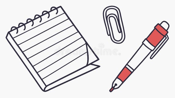 Essential Stationery. Notebook, Paperclip, and Pen, Vector Design ...