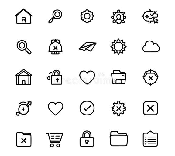 Essential Symbols Set Minimalist Line Icon Pack for Web and Mobile UI ...