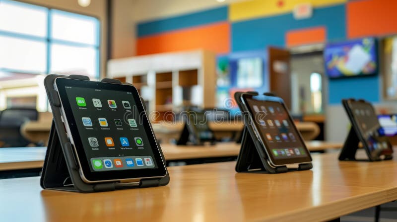 Essential Tablet Stands for Classroom Learning Stock Photo - Image of ...