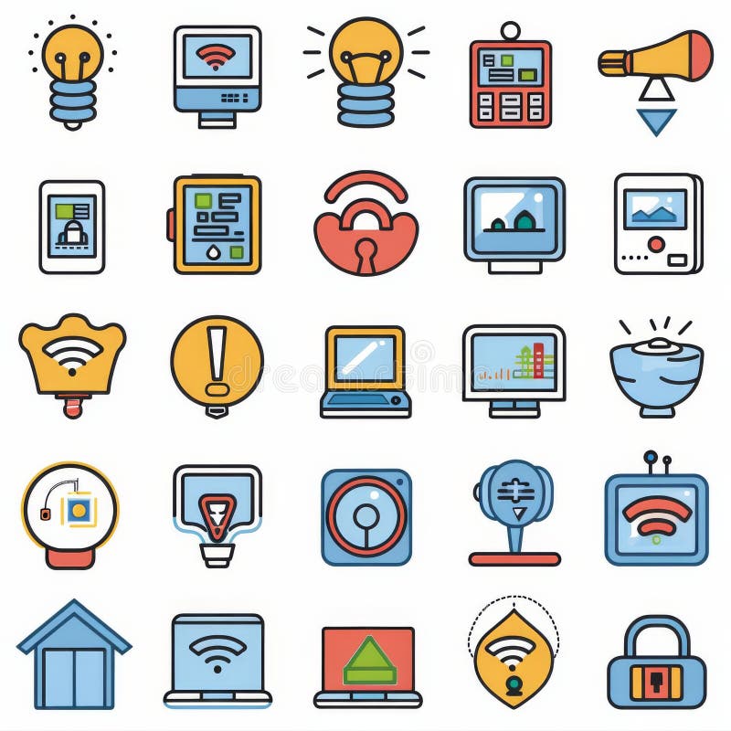 Essential Technology and Network Icons Stock Illustration ...