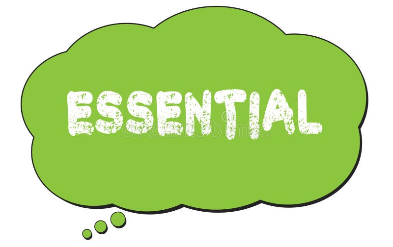 ESSENTIAL Text Written on a Green Thought Bubble Stock Illustration ...