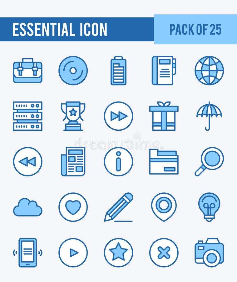 25 Essential. Two Color Icons Pack. Vector Illustration Stock Vector ...