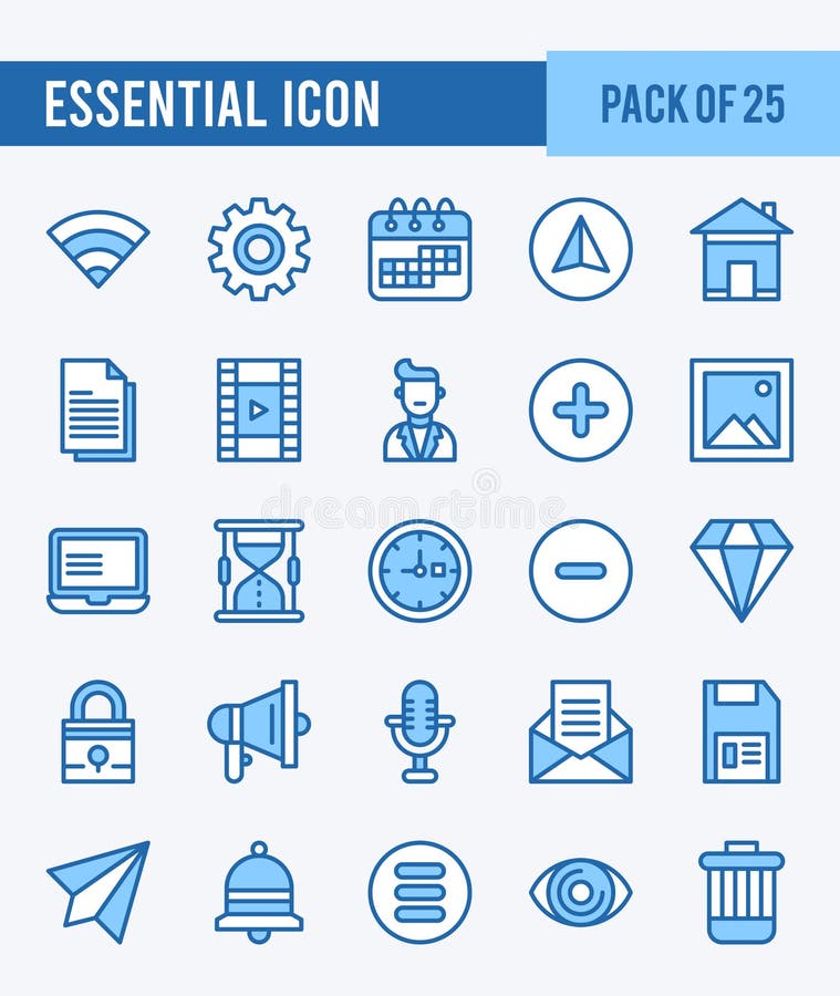 25 Essential. Two Color Icons Pack. Vector Illustration Stock Vector ...