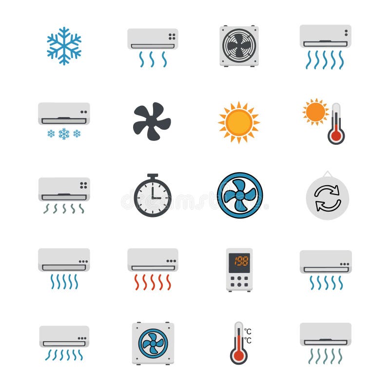 Air Conditioning Cooling and Heating House Blower Fan Icon Symbols in ...