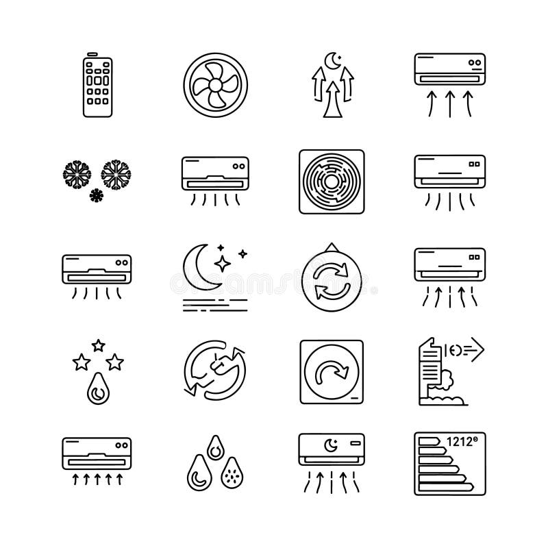 Air Conditioning Cooling and Heating House Blower Fan Icon Symbols in ...