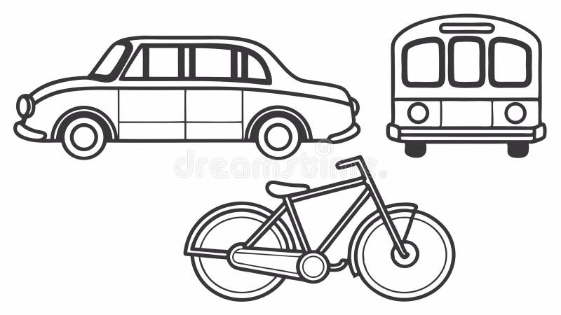 Essential Vehicles Collection, Car, Bus, Bicycle, Vector Design ...