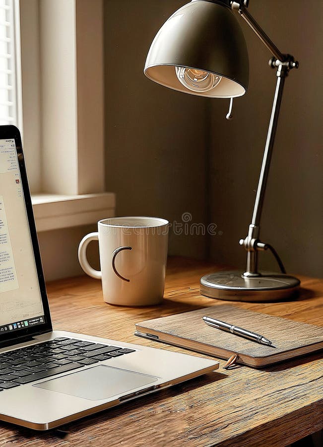 Essential Work-from-Home Setup with Laptop, Keyboard, Notebook, and ...