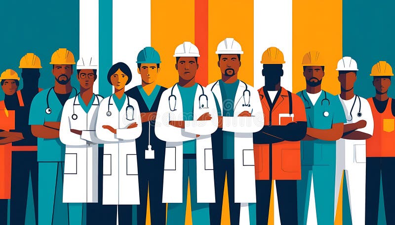 Essential Workers United stock illustration. Illustration of ...