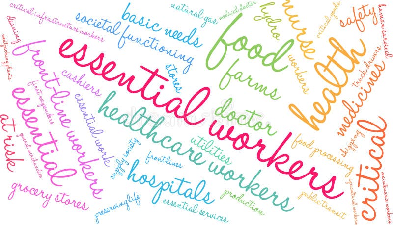 Essential Workers Word Cloud Stock Vector - Illustration of essential ...