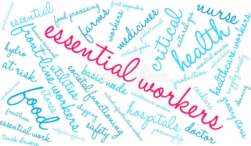 Essential Workers Word Cloud Stock Vector - Illustration of goods ...