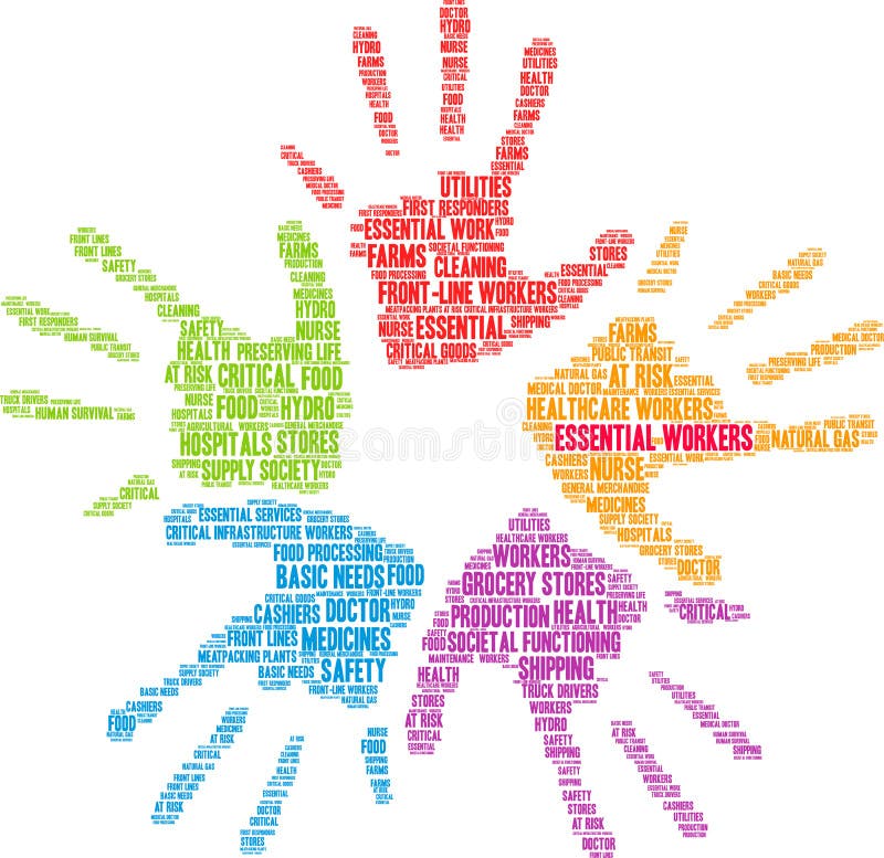 Essential Workers Word Cloud Stock Vector - Illustration of grocery ...