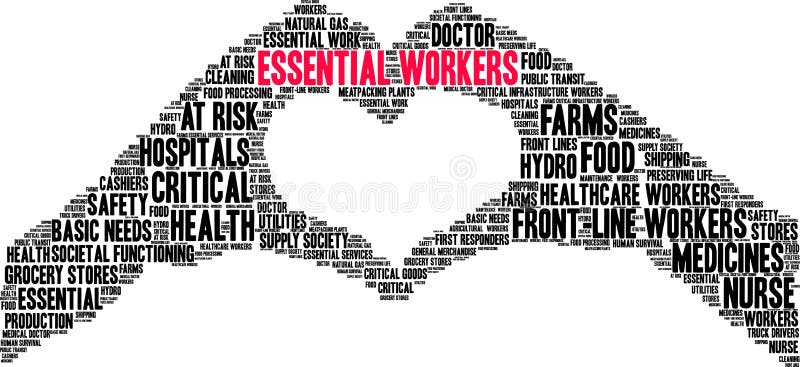 Essential Workers Word Cloud Stock Vector - Illustration of natural ...
