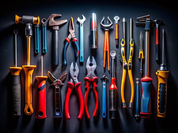 Essential Workshop Tools a Silhouette Collection of Hand Tools Against ...