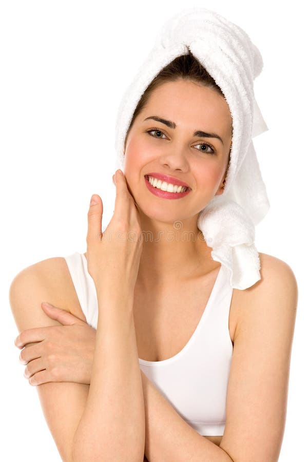 Essuie-main S'usant De Femme Image stock - Image du beau, heureux: 14065827