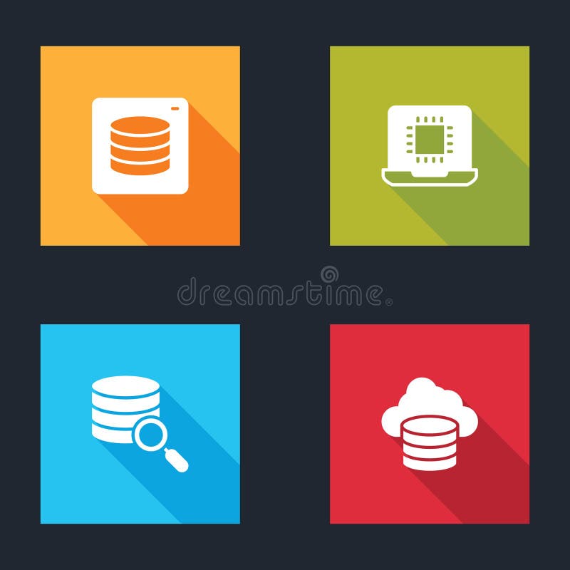 Establecer El Icono De Cpu Y Base De Datos En La Nube Del Procesador De ...