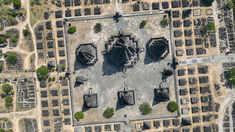 Established Aerial Shot of Candi Prambanan Temple, Hinduism Temple in ...
