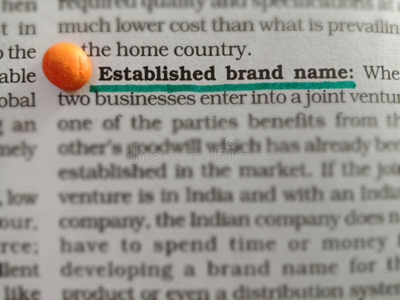 Established Brand Name Displayed on Underlined Text Form Stock Image ...