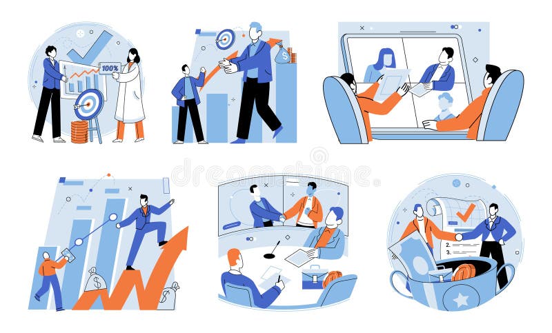 Established Business. Corporate Icons Represent Abstract Concepts in ...