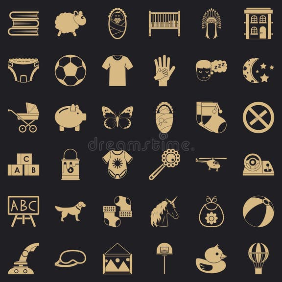 Establishment Icons Set, Simple Style Stock Vector - Illustration of ...