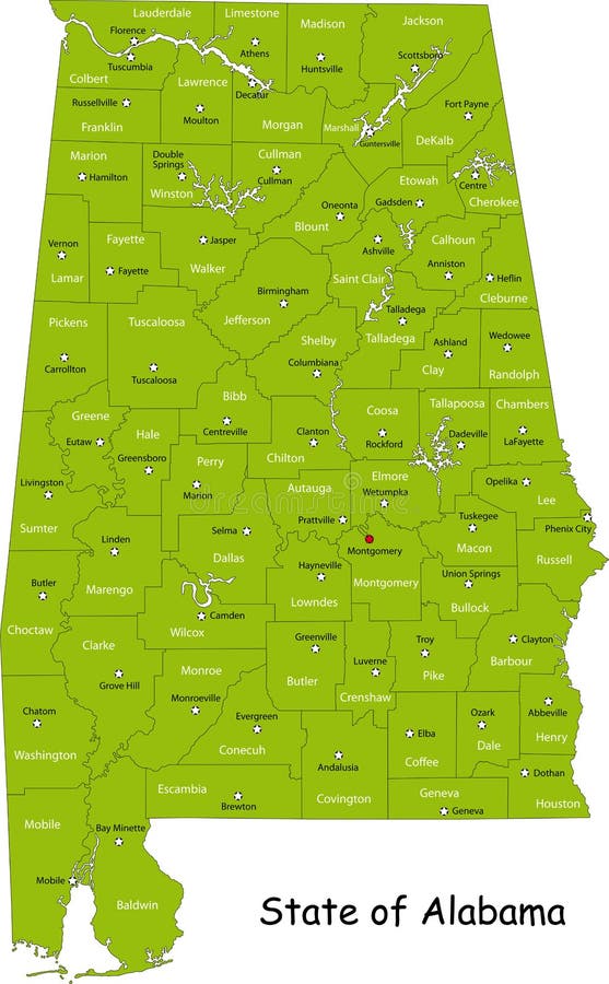 Mapa Del Vector De Estado De Alabama Los E.E.U.U. Aislado En El Fondo ...