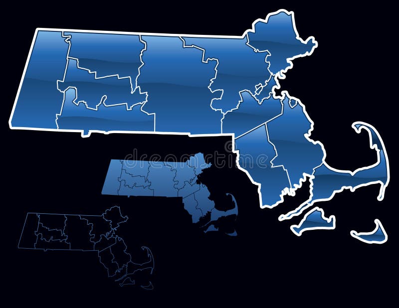 Estado De Massachusetts Por Condados Ilustração do Vetor - Ilustração ...