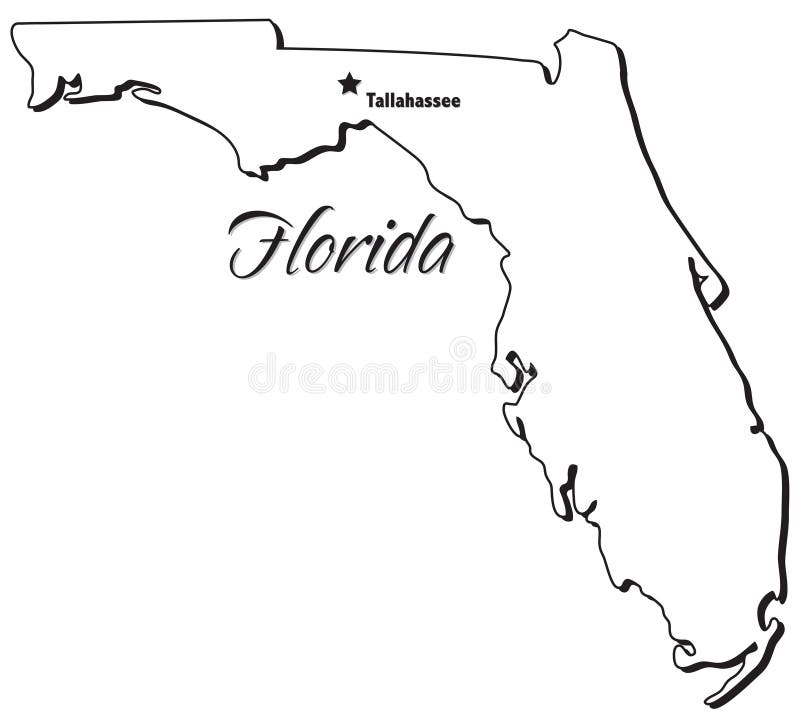 Mapa Y Bandera Del Esquema Del Estado De La Florida Ilustración del ...
