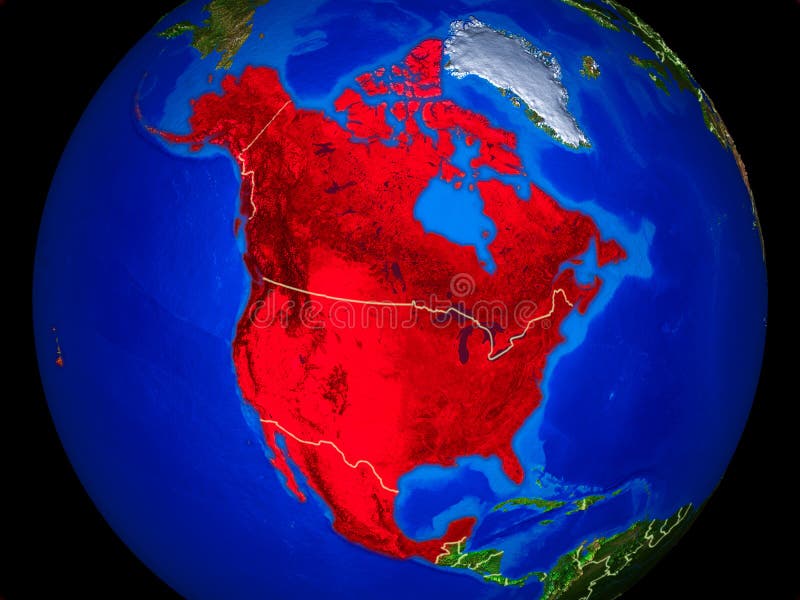 Estados-membros Do NAFTA Com As Bandeiras No Mapa 3D Ilustração Stock ...