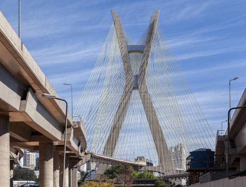 Estaiada Bridge Sao Paulo Sunset Editorial Image - Image of south ...