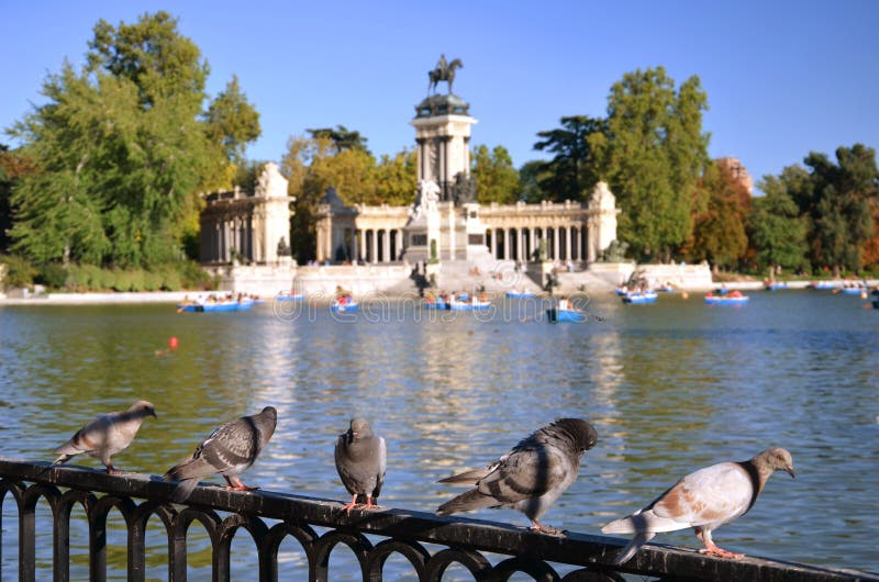 Estanque Grande in Retiro Park in Madrid, Spain Stock Photo - Image of ...