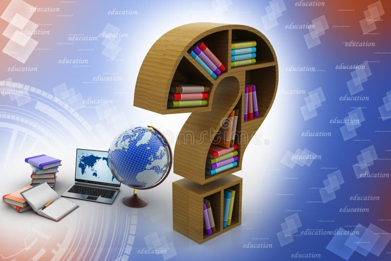Estante De Librería En El Modelo Del Signo De Interrogación Stock de ilustración - Ilustración ...