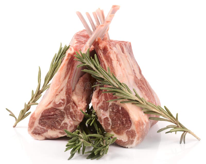 Estante Del Cordero Sin Procesar Con Romero, En Blanco Imagen de ...