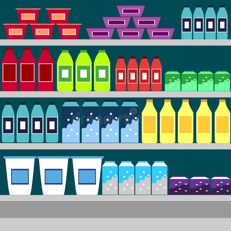Estantes de colmado 1 ilustración del vector. Ilustración de leche ...