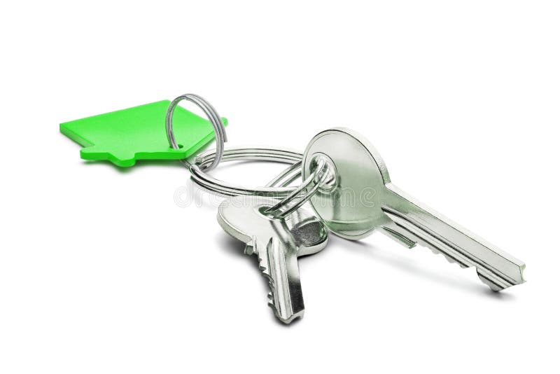 Estate Concept, Green Key Ring and Keys on Isolated Background Stock ...
