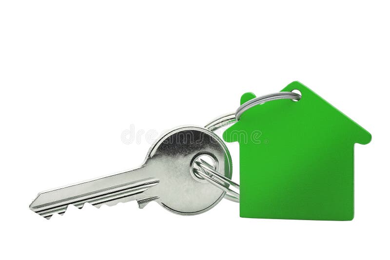 Estate Concept, Green Key Ring and Keys on Isolated Background Stock ...