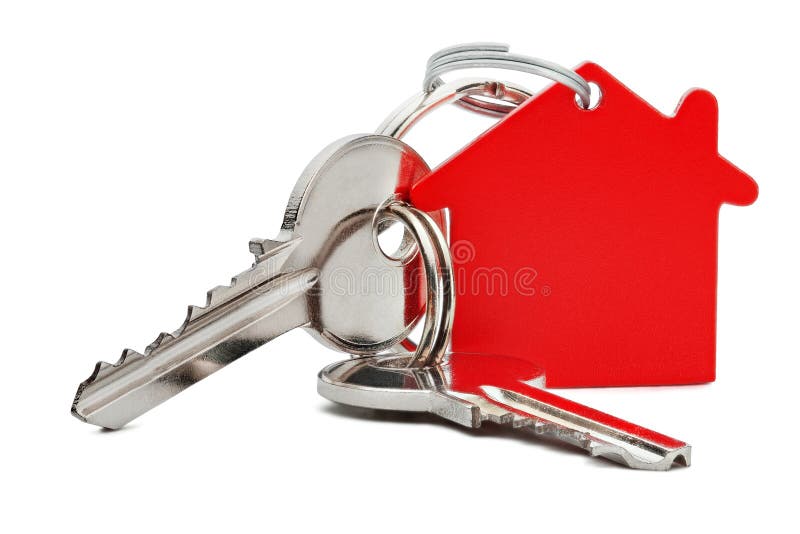 Estate Concept, Red Key Ring and Keys on Isolated Background Stock ...