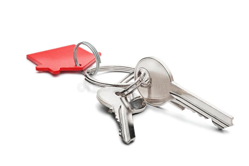 Estate Concept, Red Key Ring and Keys on Isolated Background Stock ...