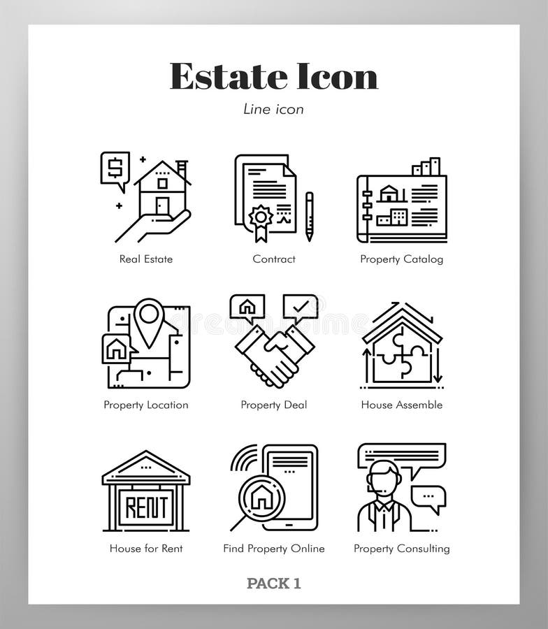 Estate icons Line pack stock vector. Illustration of catalogue - 151728032