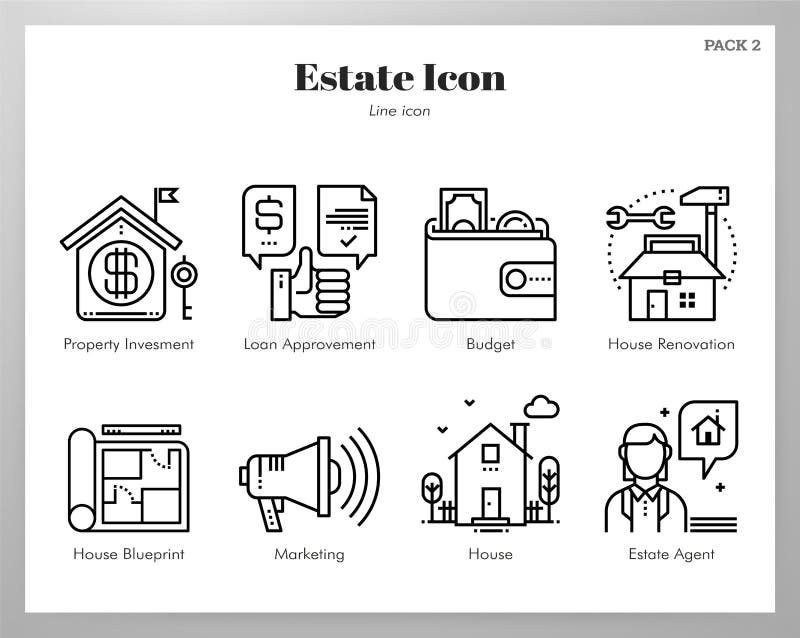 Estate icons Line pack stock vector. Illustration of loan - 151728177
