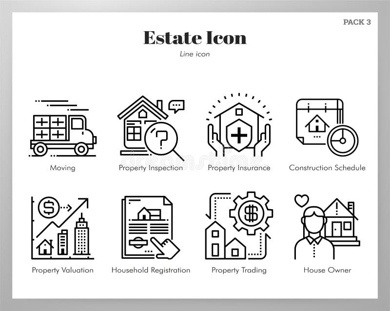 Estate icons Line pack stock vector. Illustration of property - 151728184