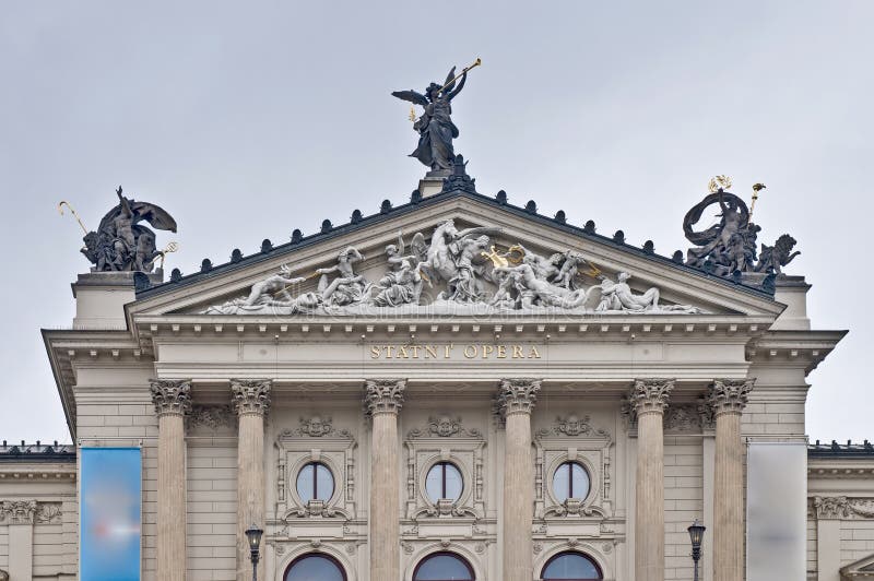 Estate Opera House Facade in Prague Stock Photo - Image of lansdscape ...