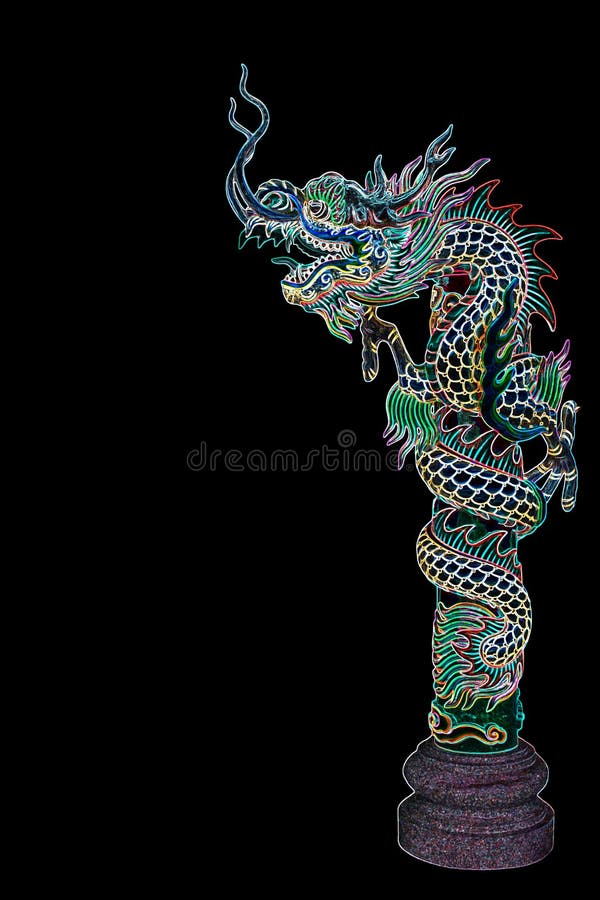 Estatua Del Dragón Con Las Luces De Neón Stock de ilustración - Ilustración de nuevo, estilo ...