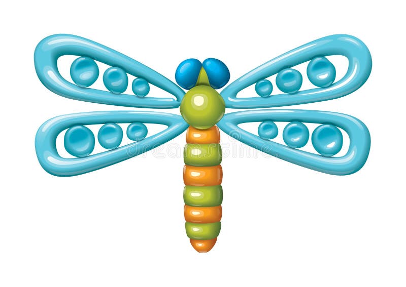 Estatuillas Del Plasticine Del Ejemplo De La Libélula Ilustración del ...