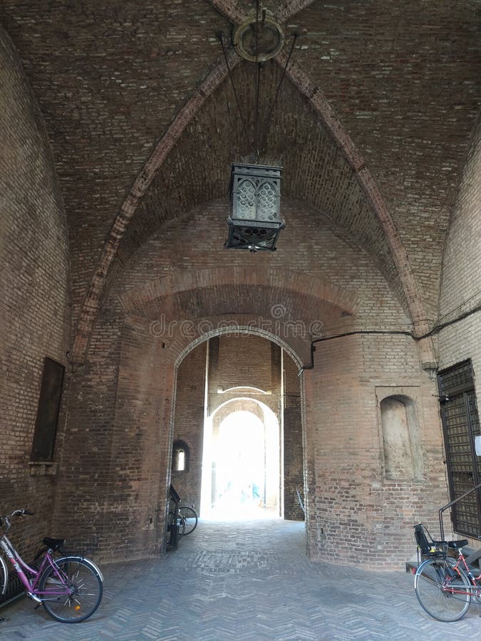 The Este Castle in Ferrara City Stock Photo - Image of flag, interior ...