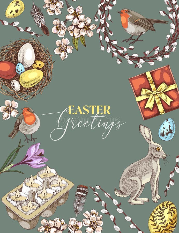 Ester Greetings Card Template Vector Stock Vector - Illustration of ...