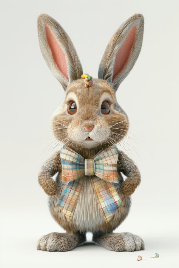 Estilo 3d Lindo Conejo Con Corbata De Color Sobre Fondo Blanco ...