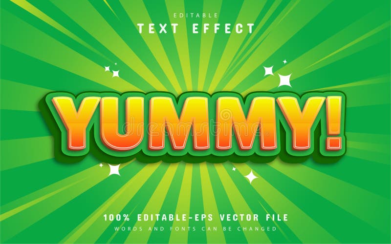 Estilo De Caricatura De Efecto De Texto Yummy Ilustración del Vector ...