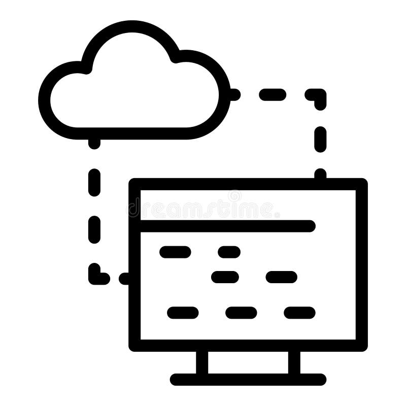 Estilo De Esquema De Icono De Nube De Datos Api Ilustración del Vector ...