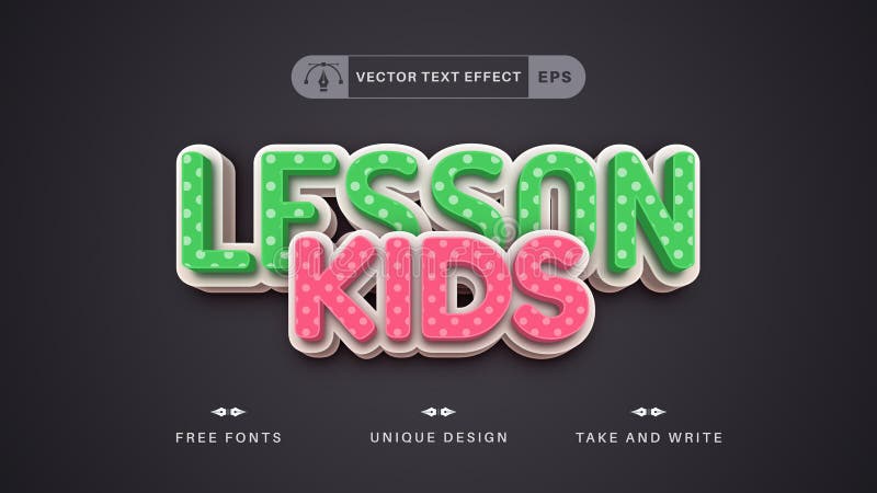 Estilo De Fuente De Efecto De Texto Editable De Lección Infantil ...